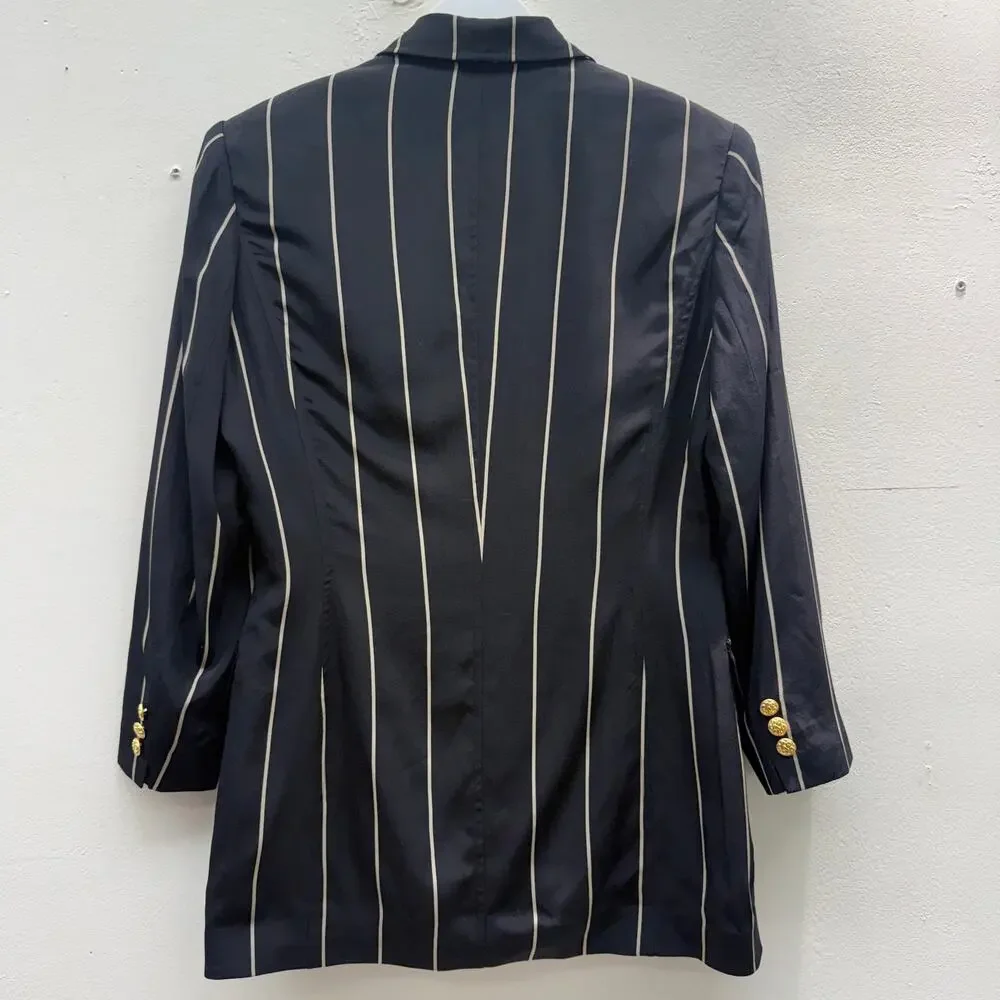 Patrick Collection | Jackets & Coats | Vintage 98s Black Silk Pinstripe ...